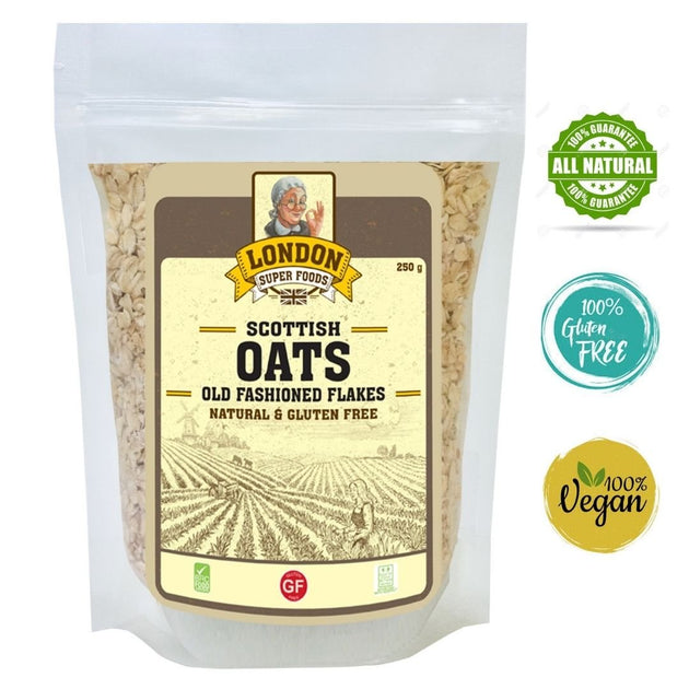 Scottish Old Fashioned Rolled Oats - Natural and Gluten Free 250g ...